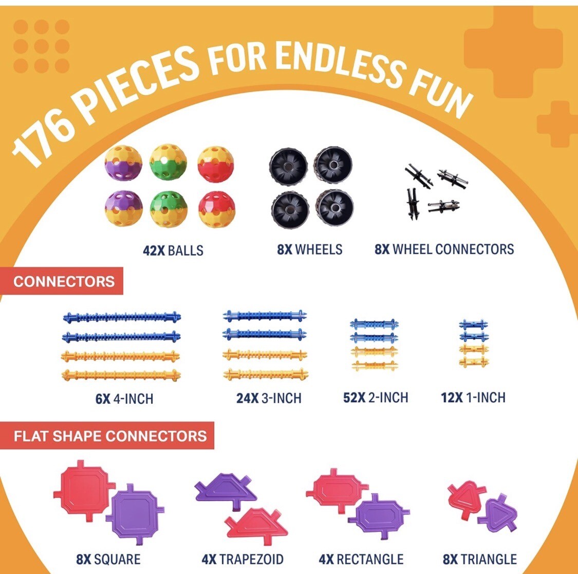 Stem Master Building Toys for Kids Ages 4 8 Kit W/ 176 Durable PC Full ...