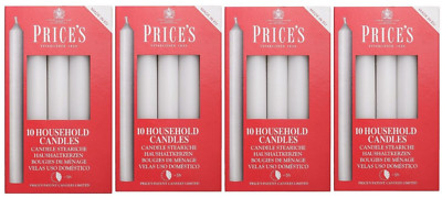 40x Price's Candles Household Wax Candles - Up to 5 Hours Burning Time ...