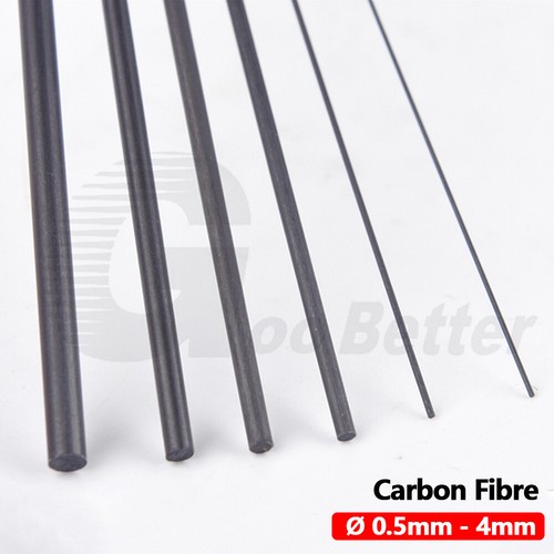 Round Ø 0.5mm-4mm Solid Carbon Fibre Rod Bar Strips Length 200mm 400mm ...