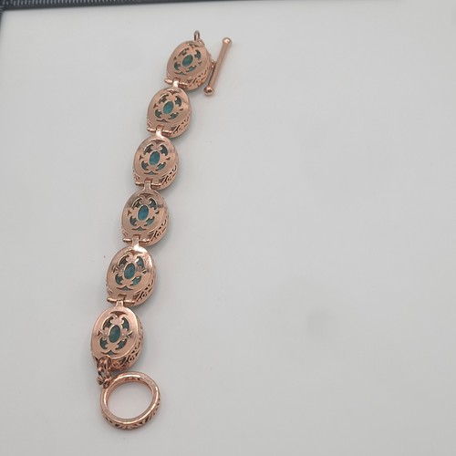 Timea Bracelet Copper Tone Blue JTV Signed BBJ 7.5" | eBay