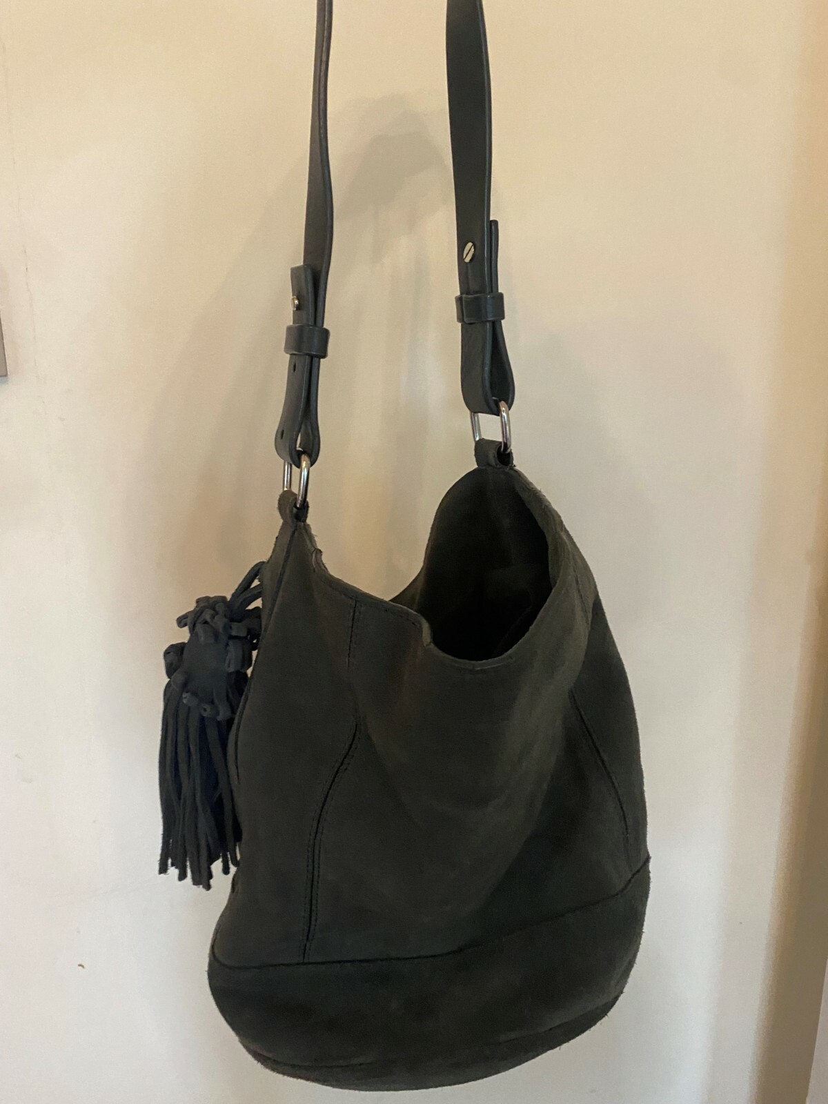 Olive green Suede Leather bag | eBay