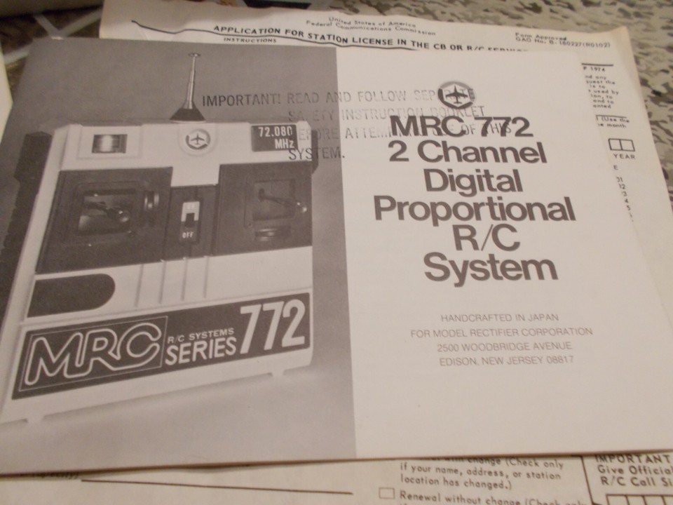 2 MRC Rectifier RC Systems Remote Control Plane - Series 772 and System ...
