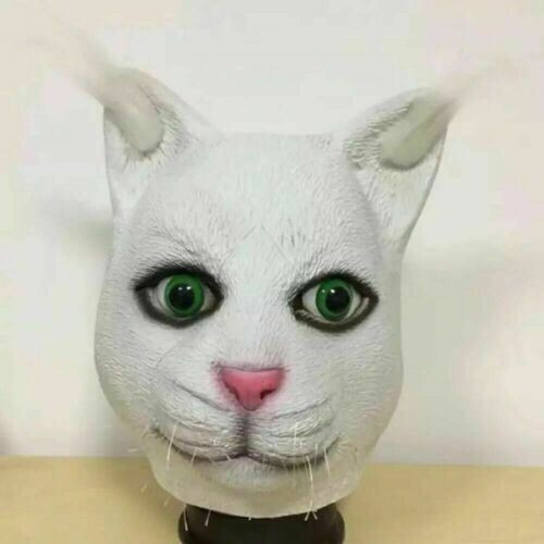 Latex Cute Cat head hooded Mask Halloween Masquerade Costume Party ...