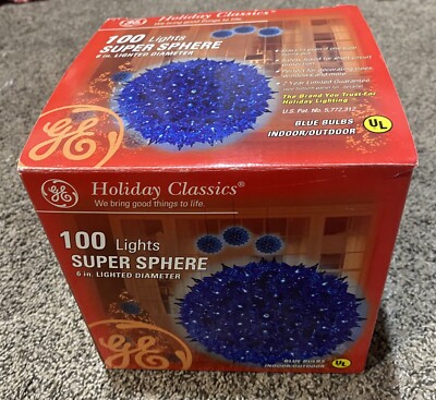 GE 100 Bulb Blue Christmas Lights Super Sphere 6" | eBay