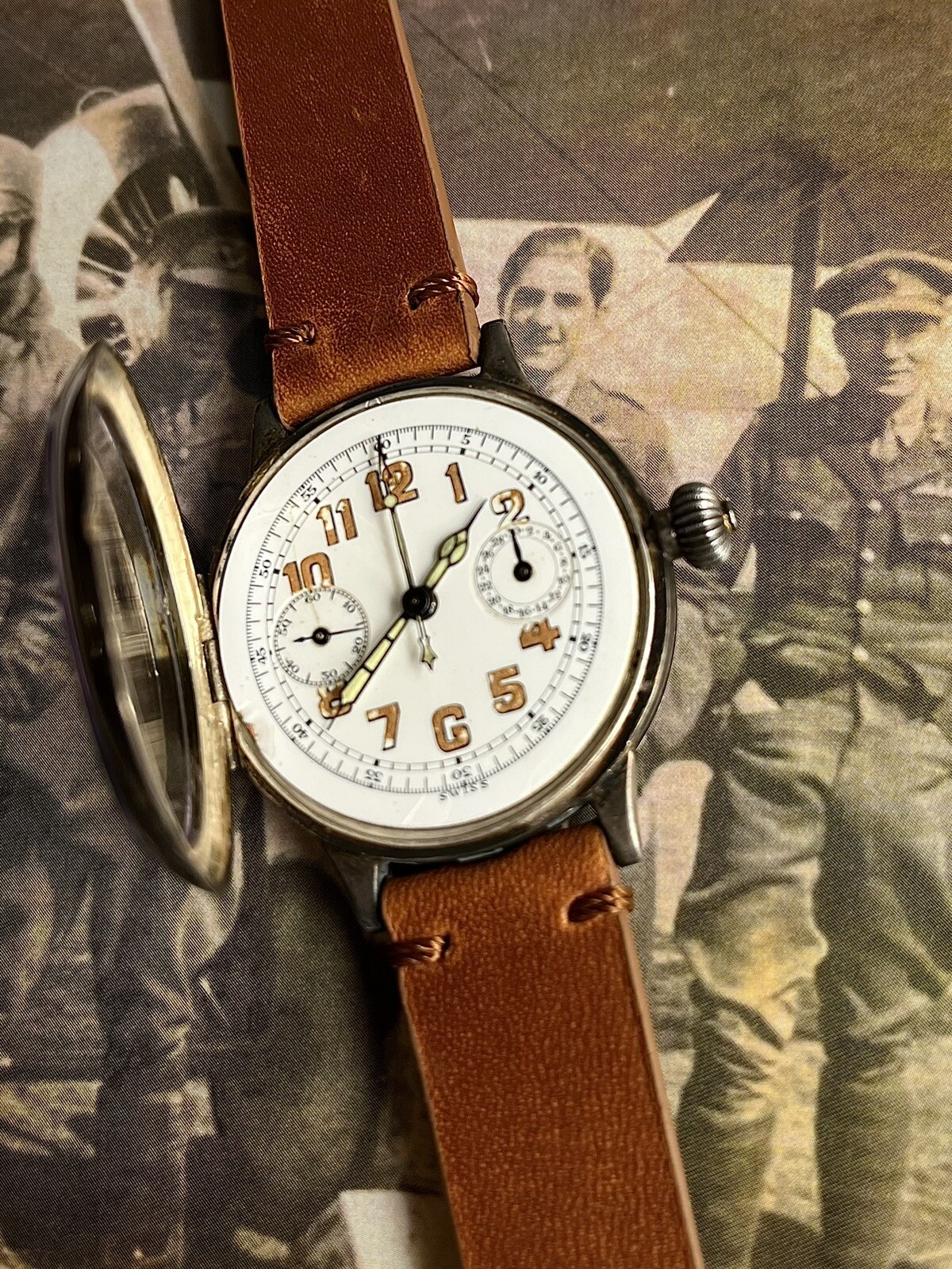 Rare Vintage WW1 Military Gallet Multi-Chron Chronograph Silver Watch ...