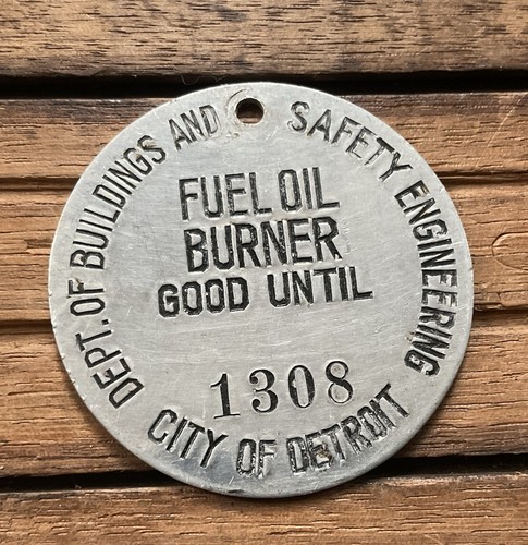 VTG City Of Detroit Emblem Sign Tag Fuel Oil Dept Buildings & Safety ...