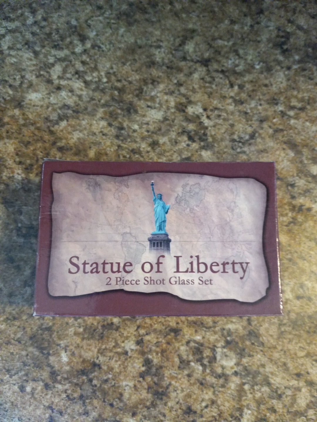 NIB SHOT GLASS SET (2) STATUE OF LIBERTY GIFT BOX FROM LIBERTY MUSEUM ...