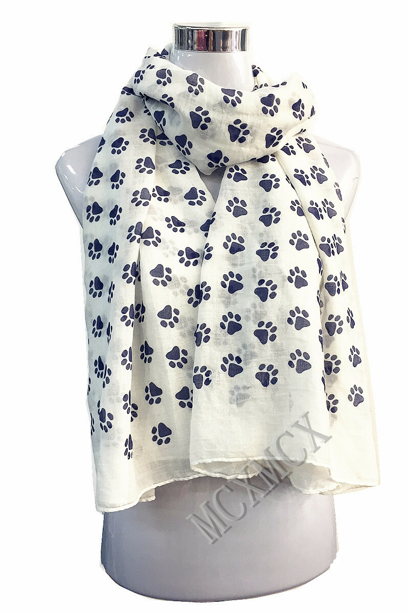 Long Dog Cat Paw Print Scarf Animal Footprint Pattern Fashion Scarf ...