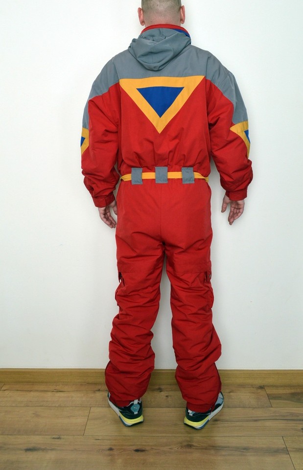 men's retro vintage colorblock SKI SUIT snowsuit size XL onepiece 80s ...