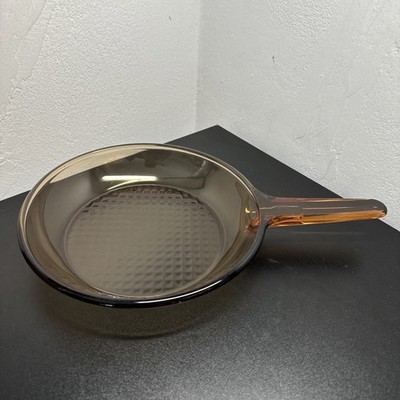 Vintage Corning Vision Ware 10" Frying Pan Skillet Amber USA Waffle ...