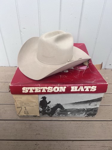 Vintage Stetson D4 Ranch Tan Sz 7 1/8 R Western Cowboy Hat Box Farm ...