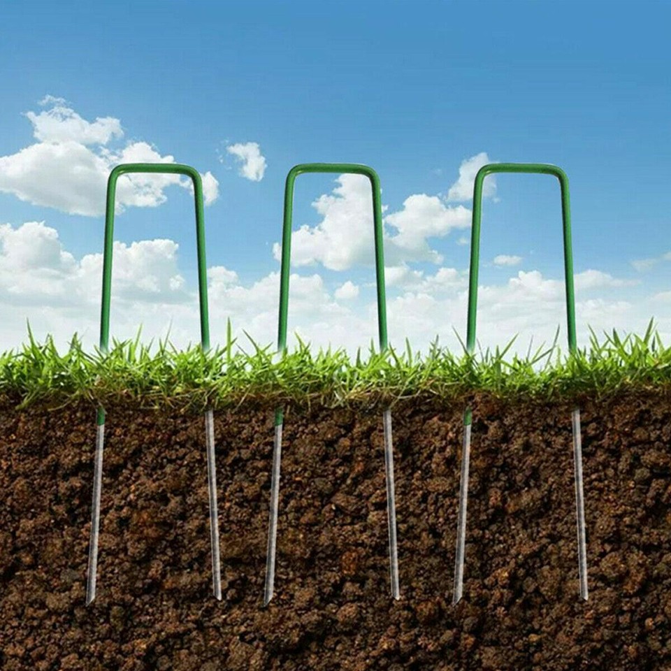 Garden Turf Pins Weed Fabric Galvanised Staples Securing Pegs U ...