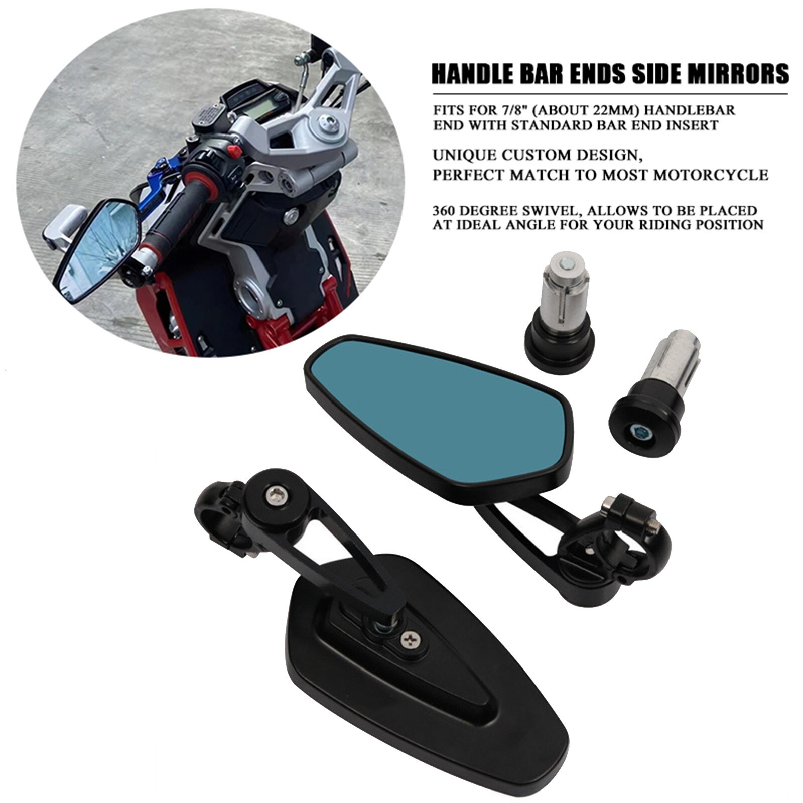 Motorcycle Foldable Bar End Rear View Side Mirrors 7/8” Fit For HONDA ...