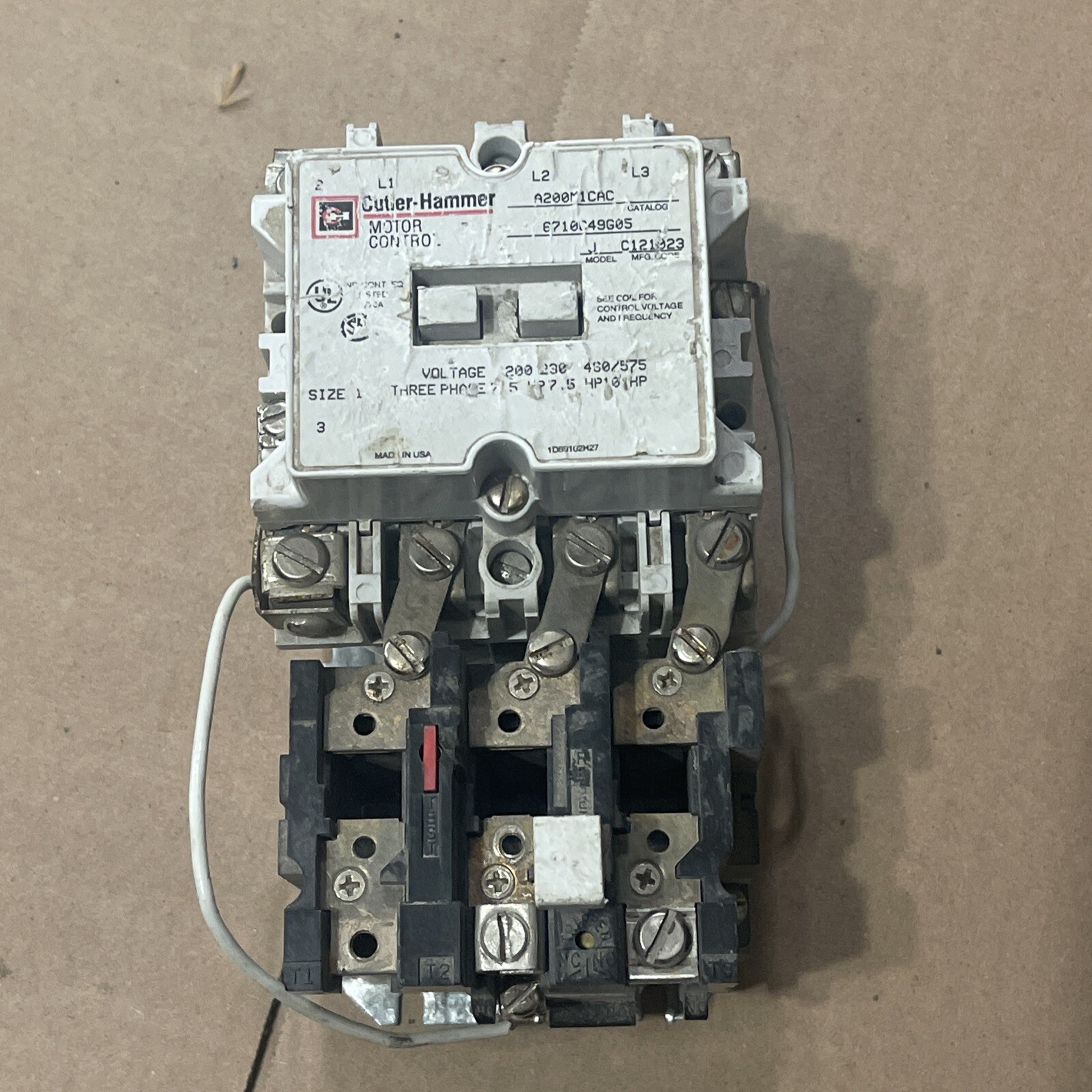 CUTLER-HAMMER Three Phase Motor Control A200M1CAC Model 'J' Size'1' NOS ...