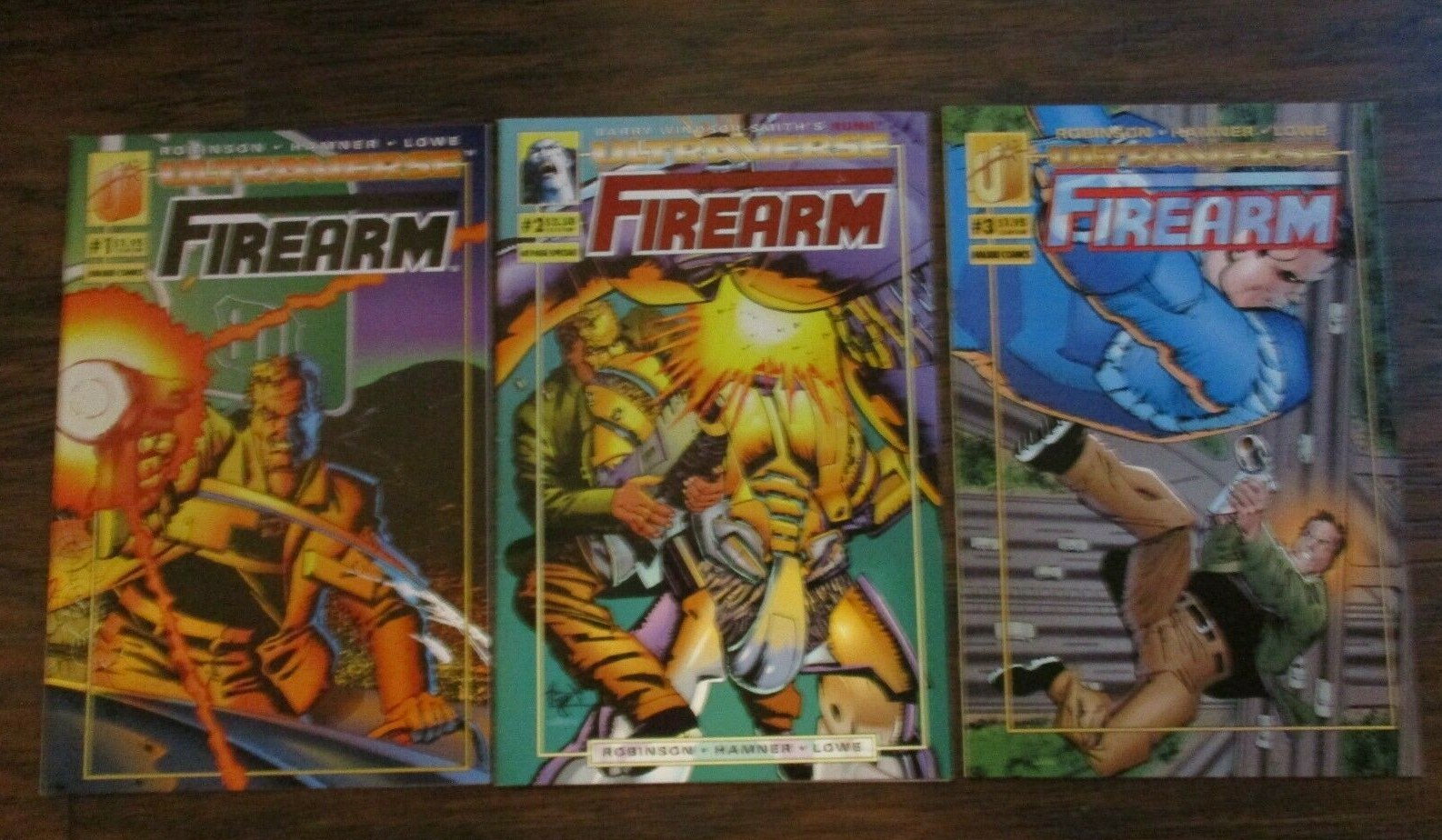 LOT OF 3 ULTRAVERSE FIREARM COMICS 1 2 3 MALIBU COMICS NM NEAR MINT 9.4 ...