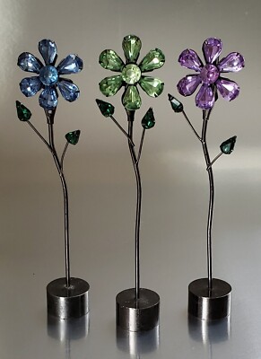 Jeweled Flowers & Leaves Blue Green & Purple Memo Note Holders | eBay
