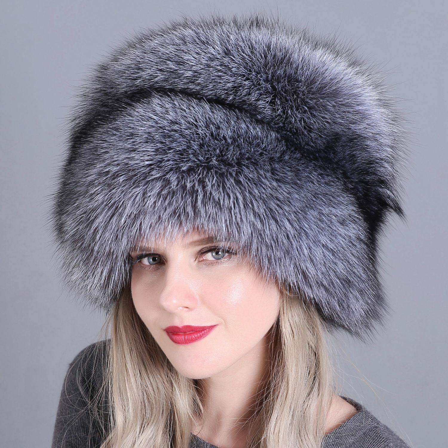 Luxury Fashion Winter Womens Natural Fur Cap Real Fox Fur Hats Caucasus ...