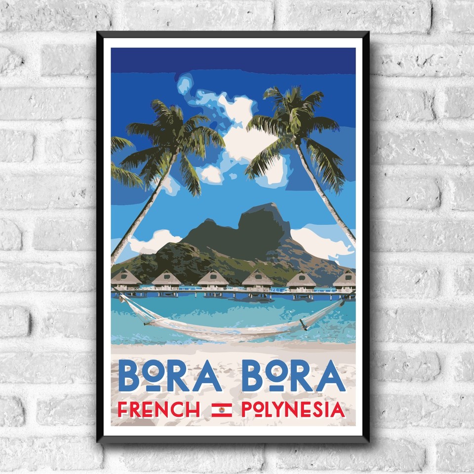 Bora Bora Travel Poster / Postcard French Polynesia Tahiti Multiple ...