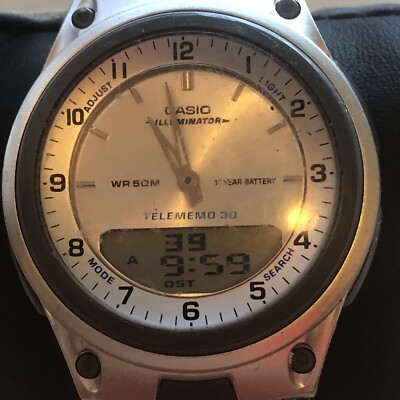Casio Telememo 30 Men World Time 3 Alarms 2747 AW-80 Digital Analog ...