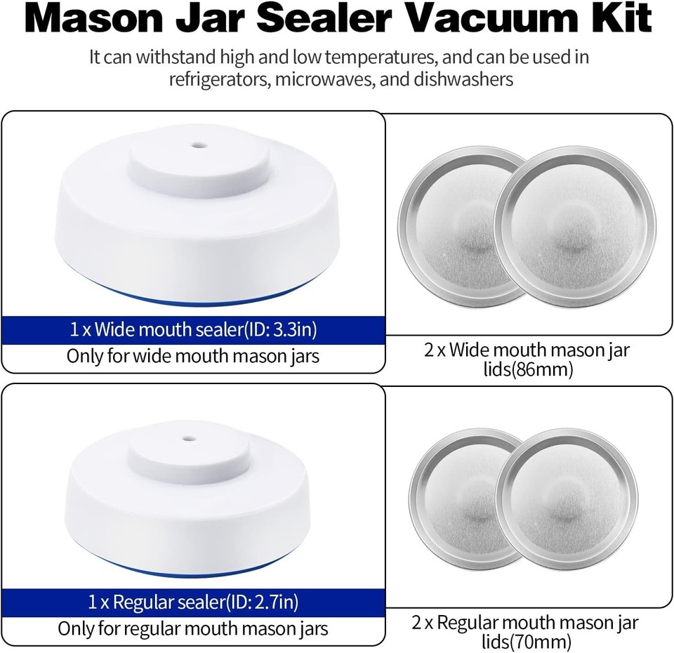 Mason Jar Vacuum Sealer Kit for Foodsaver Food Saver Jar Sealer and ...