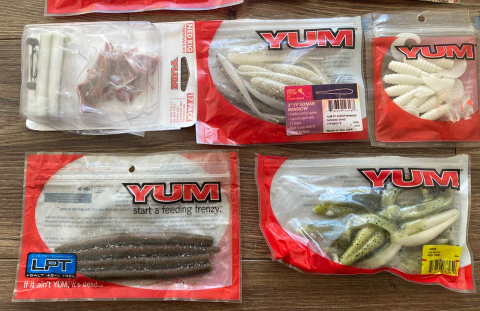 LOT YUM Fishing Bait Soft Plastic lures 8/10th LBS. NED RIG CREATURE ...