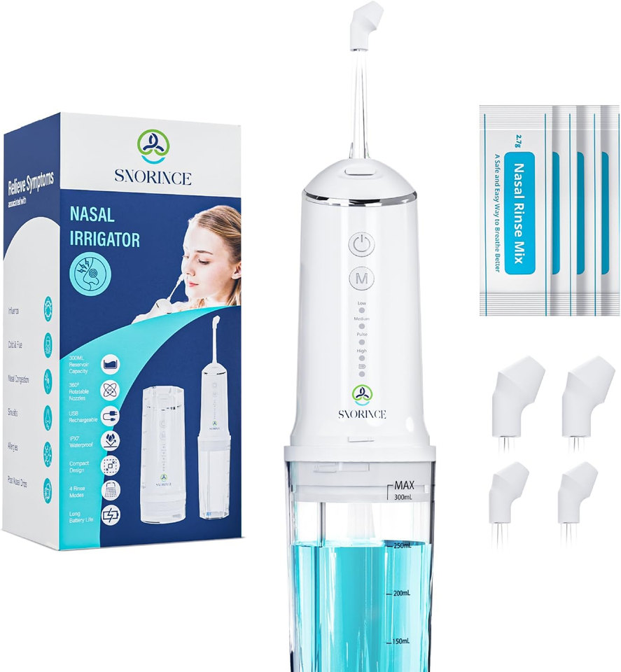 Nasal Irrigation System for Sinus Relief - Portable Cordless Electric ...