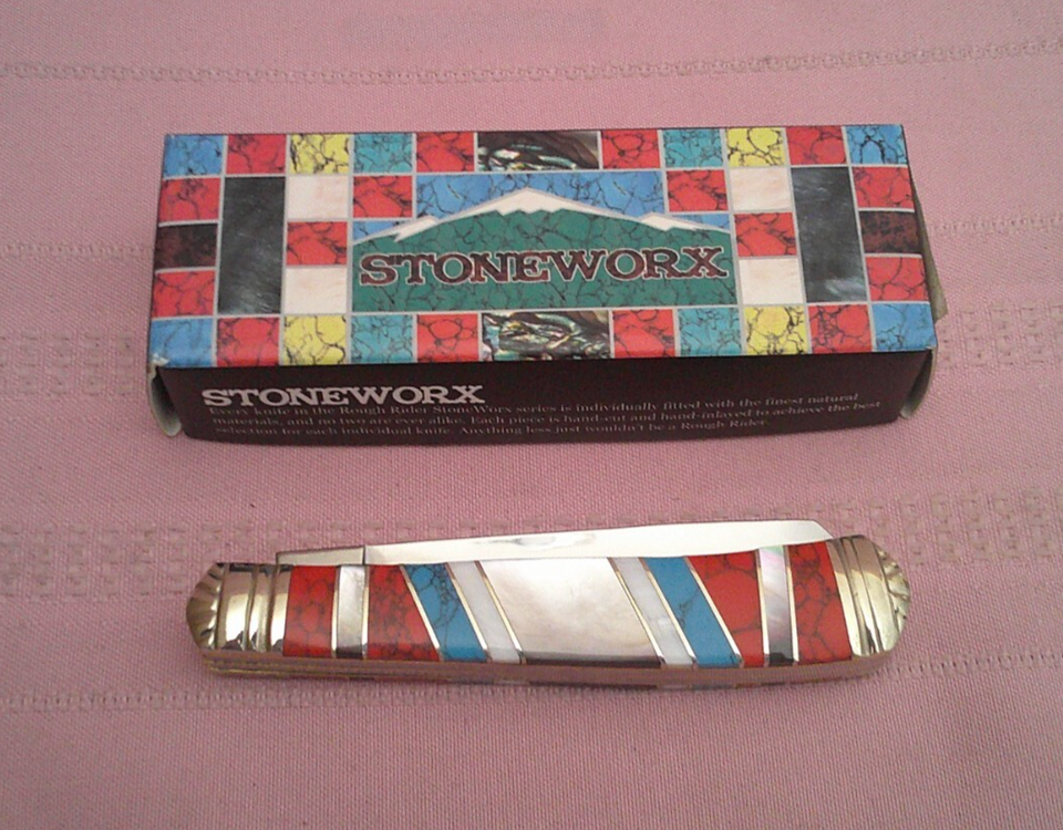 Custom Stoneworx Trapper Turquoise, Mother of Pearl, & Stone 2 Blade ...