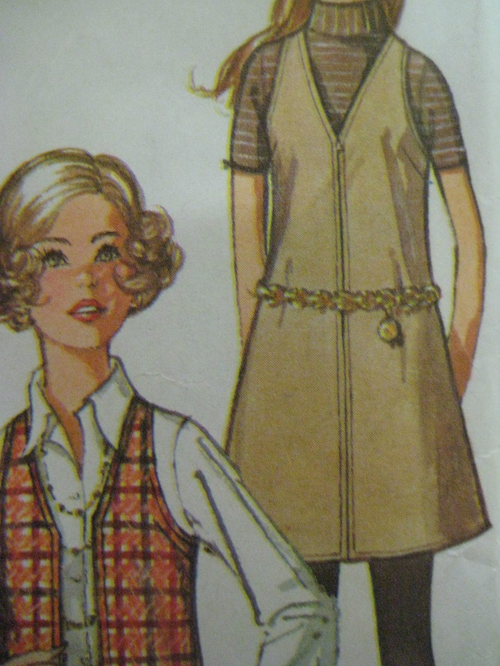 Vintage Simplicity 8360 RETRO LONG VEST w/ CHAIN CLOSURE Sewing Pattern Junior | eBay