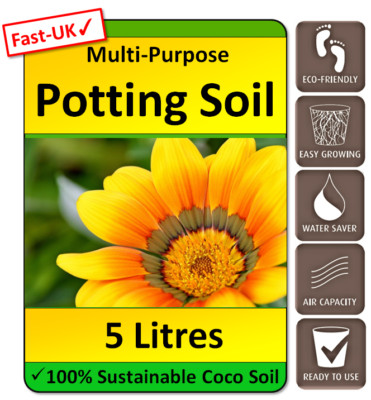 Multi Purpose Compost for Plant & Flower Potting, 100% Peat Free Soil 5 ...