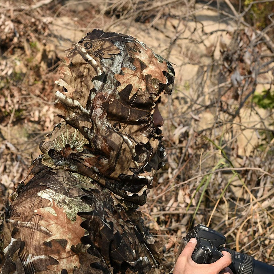 3D Ghillie Face Mask Leafy Ghillie Camo Full Cover Headwear Hunting ...