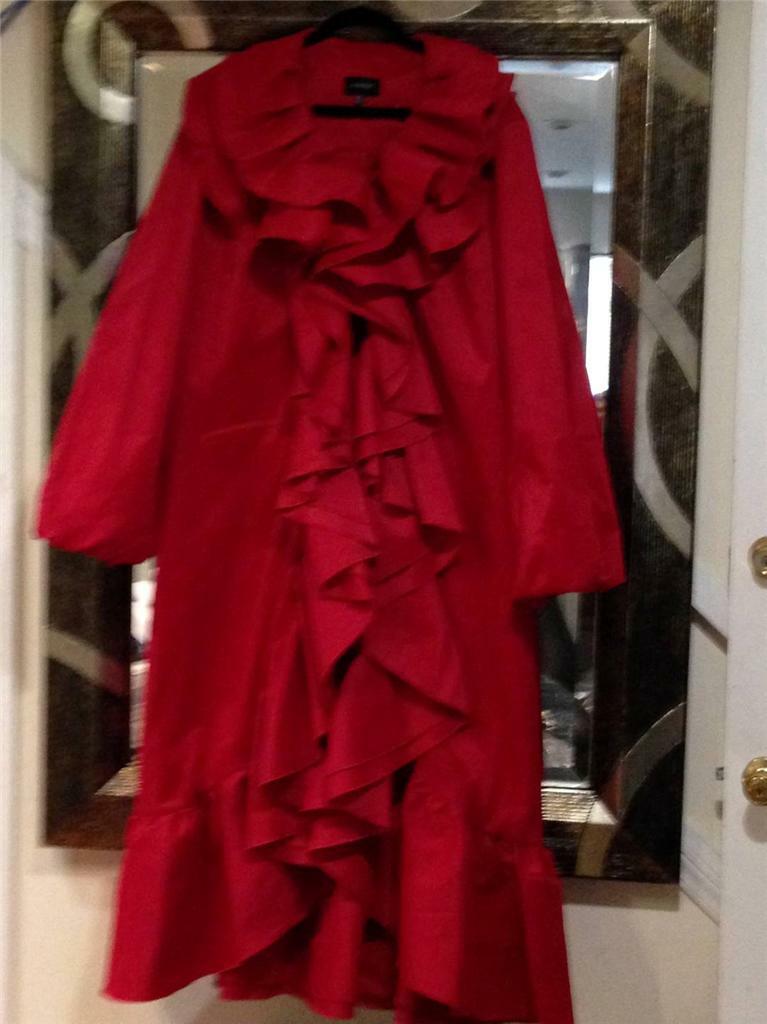 Women's Spring Fall Winter ruffle trench long coat jacket plus XXL fits ...