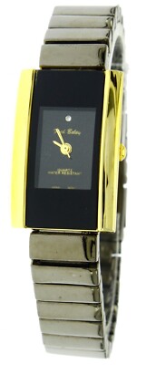 New Vintage Women's Fred Belay Quartz Rectangle Shiny Black Watch Black ...