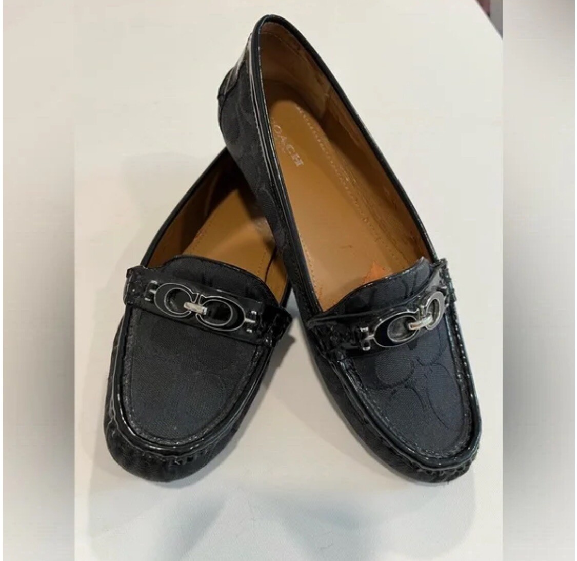 Coach Fortunata signature canvas/patent leather flats… - Gem