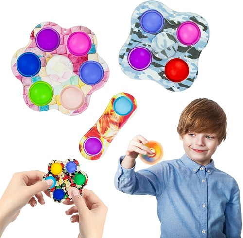 Fidget Spinners-5 Pcs 2 in 1 Fidget Spinner Poppet Simple Dimple Fidget ...