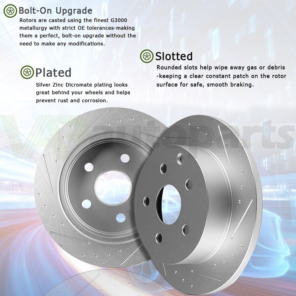 Rear Slotted Brake Pads And Rotors Fits Honda Civic Acura ILX 2014-2015 ...