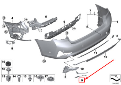 BMW 3 G20 Rear Right Bumper Lower Blade Trim 51127488352 7488352 NEW ...