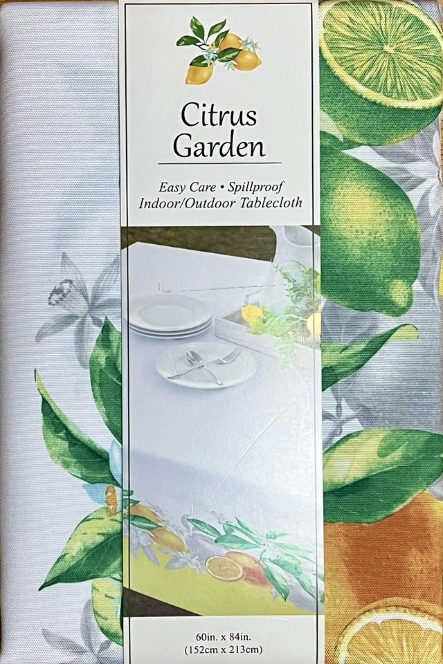 Benson Mills Citrus Garden Lemon Cloth Tablecloth 60” X 84” Indoor ...