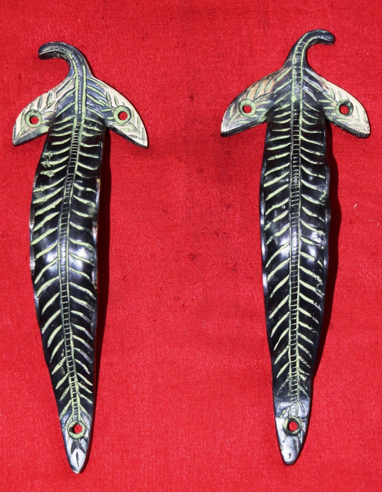 Antique Finish Brass Door Handle Leaf Shape Tree Door Knobs Leaflet ...