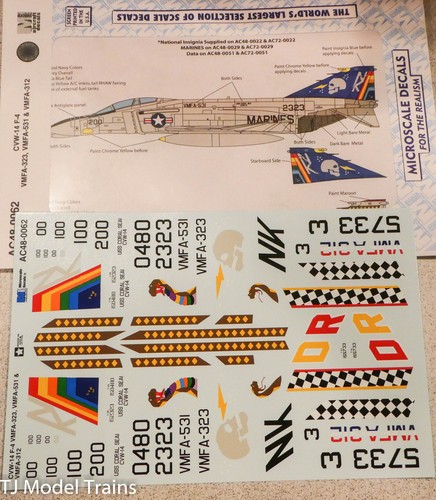 Microscale Decal #AC48-0062 CVW-14 F-4 VMFA-323, VMFA-531 & VMFA-312 ...