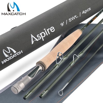 Maxcatch Aspire Fly Fishing Rod 40T Carbon Fiber 9FT 4-Piece 5/6/8wt ...
