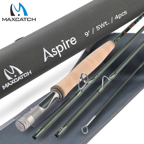 Maxcatch Aspire Fly Fishing Rod 40T Carbon Fiber 9FT 4-Piece 5/6/8wt ...