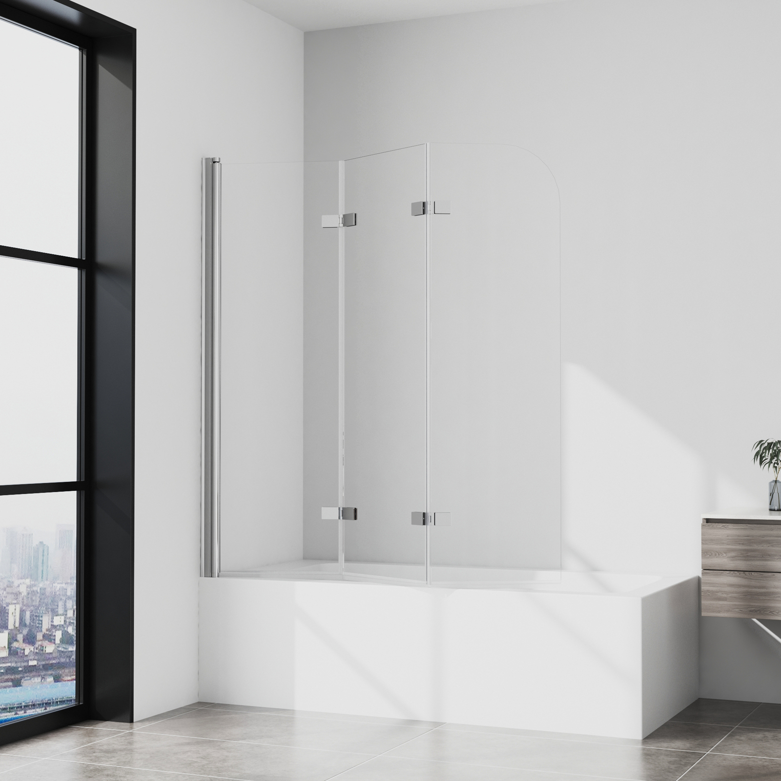 Duschwand für Badewanne 1/2/3 Teilig Badewannenaufsatz Badewanne ...