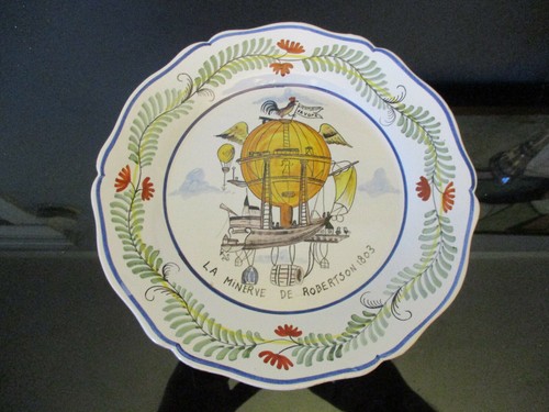 Vintage French Faience HandPainted Hot Air Balloon Decorative Plate ...