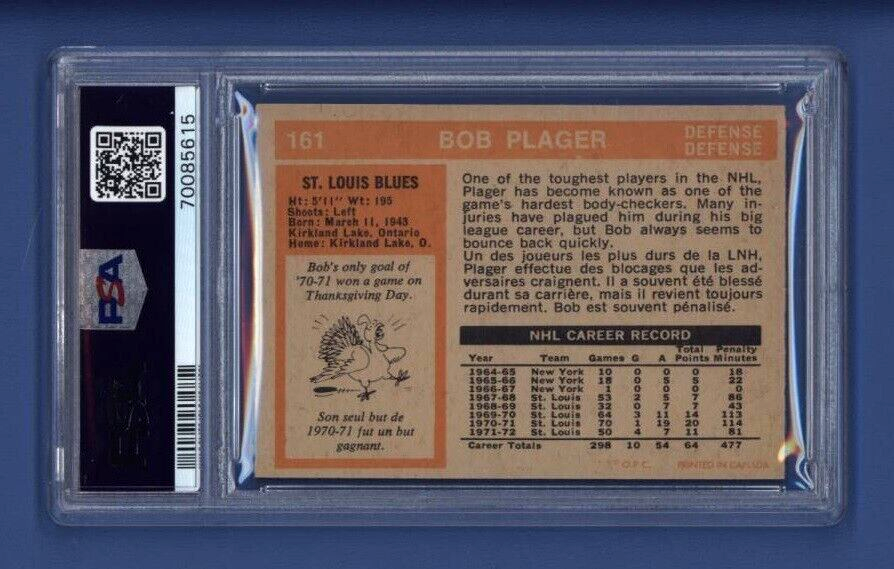 1972-73 OPC O-PEE-CHEE #161 BOB PLAGER PSA 7 NM ST. LOUIS BLUES | eBay