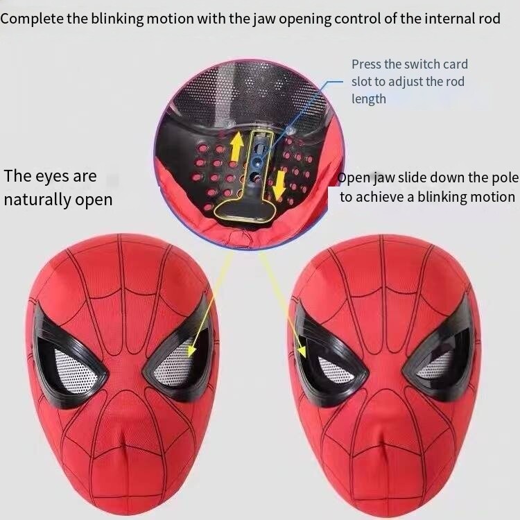 Spiderman Mask Moving Arachno Eyes Chin Control Eyes Full Helmet Props ...