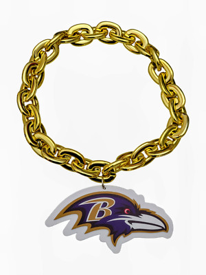NFL Baltimore Ravens GOLD Big Fan Chain Logo Necklace Big 3D Logo Free ...