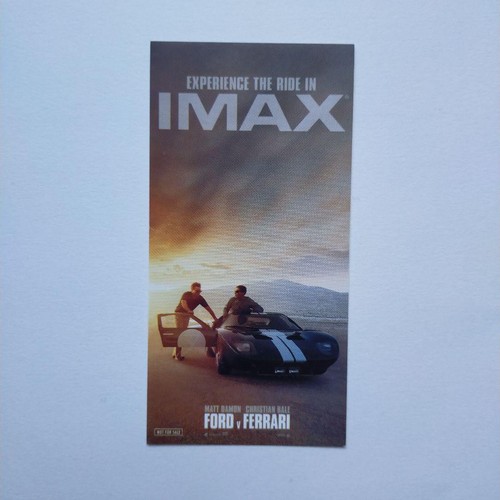 Ford Vs Ferrari Imax Attendees First-Time Bonus Sticker | eBay