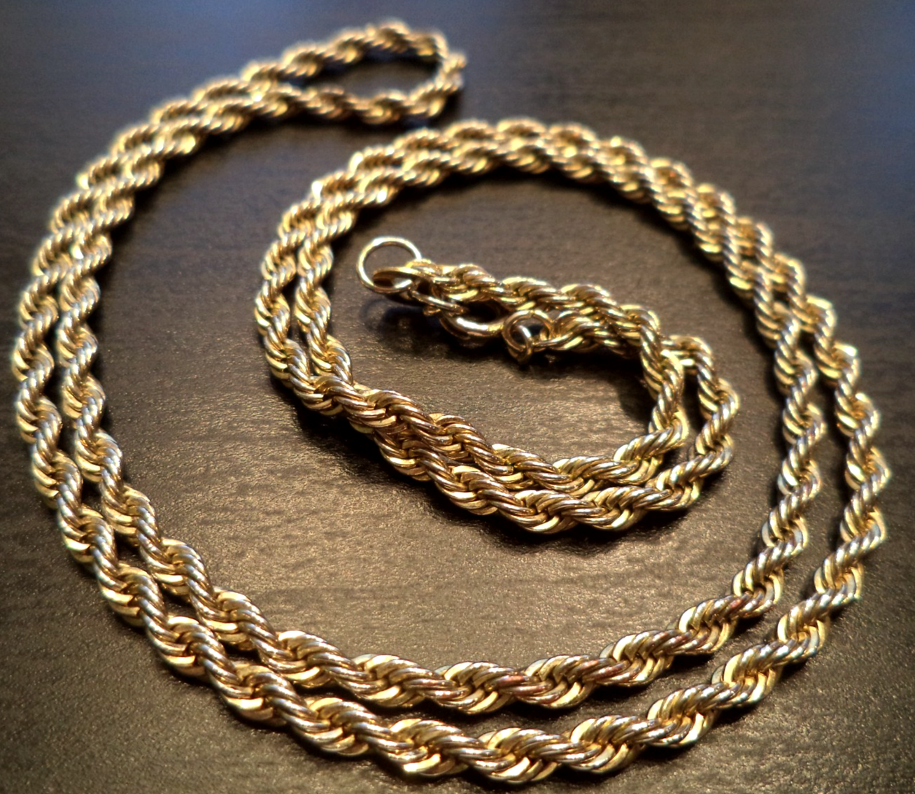 STUNNING VINTAGE ESTATE SIGNED 14K GP ITALY ROPE 24" NECKLACE! G24994 ...