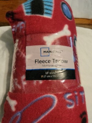 Mainstays Small Fleece Throw Blanket Packable Roll Up 50"x60" Pet Stuff ...