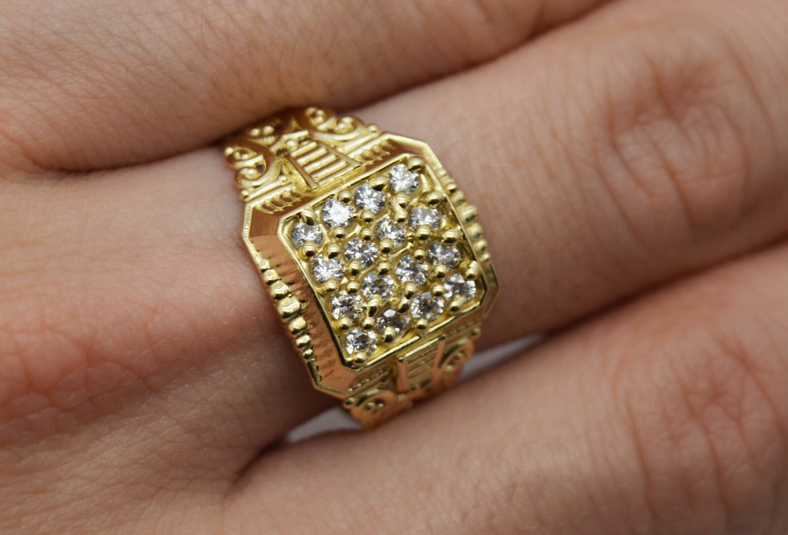 Real Solid 10K Yellow Gold Mens Pinky Square Ring 14.3mm ALL Sizes | eBay